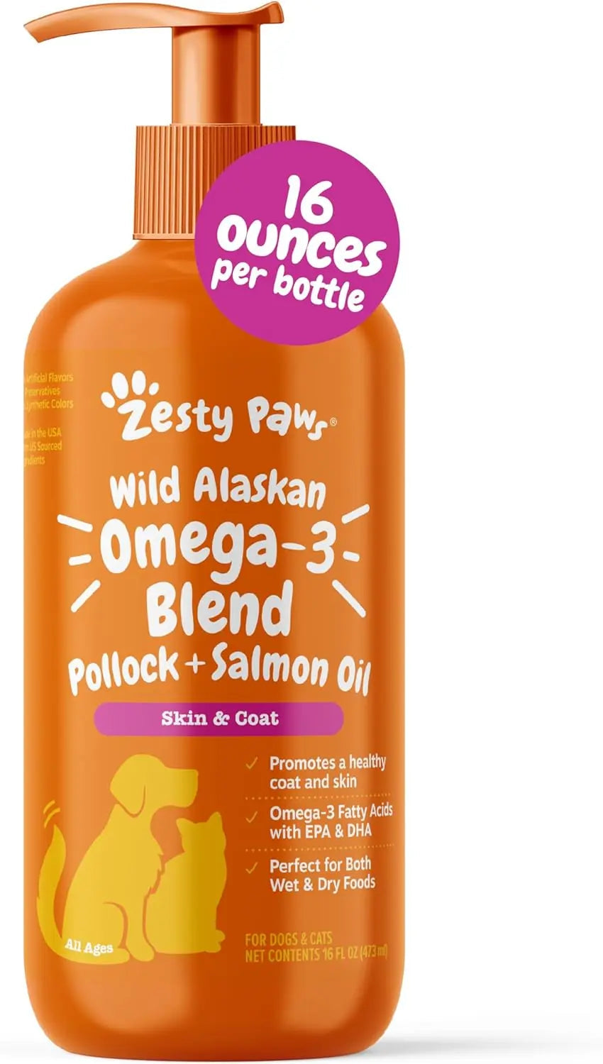 Zesty Paws Wild Alaskan Omega-3 Oil 8.5 oz – Skin & Coat Support for P ...
